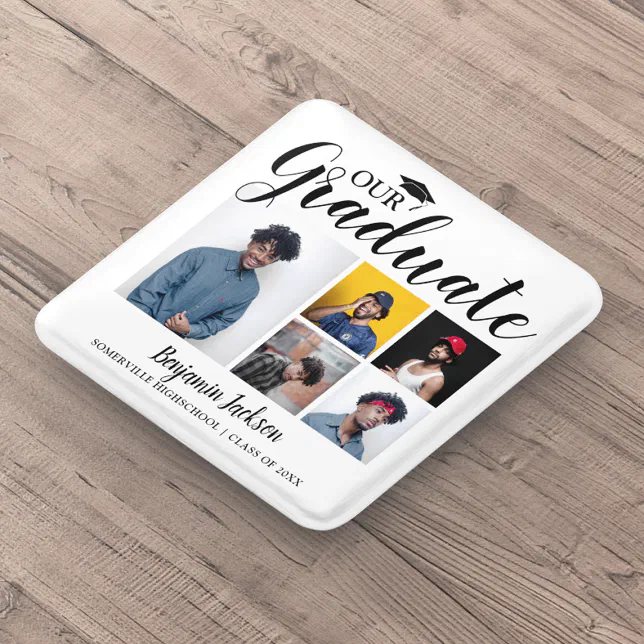 Our Graduate | 5 Photo Graduation Button | Zazzle