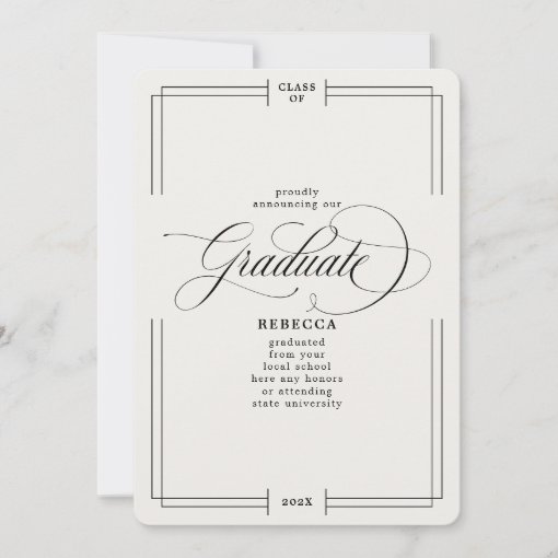 Our Graduate Classic Script Graduation Announcement | Zazzle