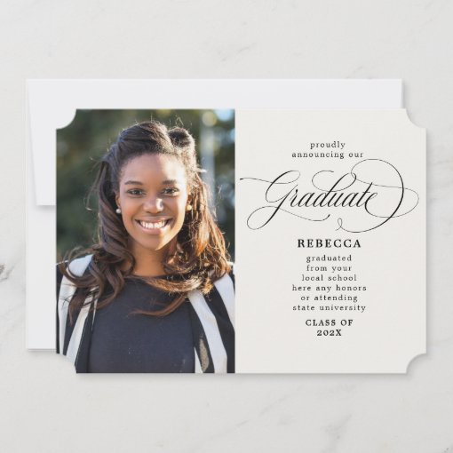 Our Graduate Classic Script Photo Graduation Announcement | Zazzle