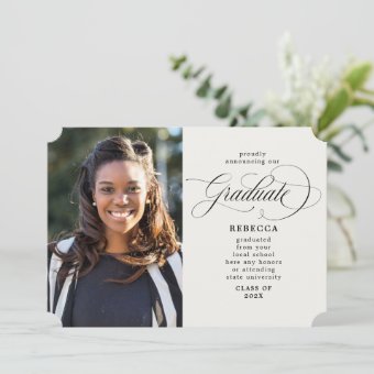 Our Graduate Classic Script Photo Graduation Announcement | Zazzle