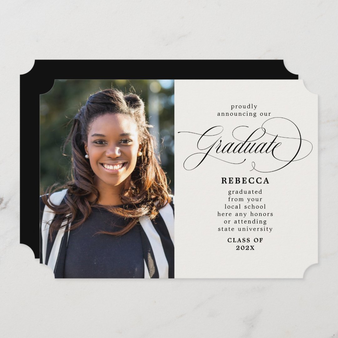 Our Graduate Classic Script Photo Graduation Announcement | Zazzle