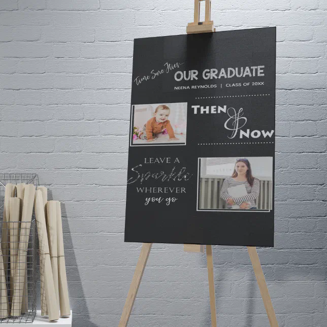 Our Graduate | Then & Now | Graduation Photo Poster | Zazzle
