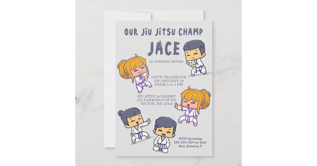 Our Jiu Jitsu Champ Themed Birthday Invitation | Zazzle