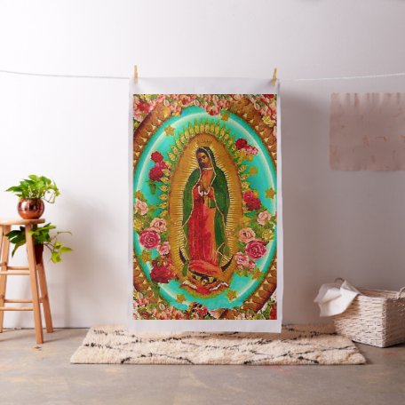 Our Lady Guadalupe Mexican Saint Virgin Mary Fabric | Zazzle