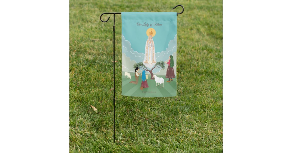 Our Lady of Fatima and the three shepherds Garden Flag | Zazzle