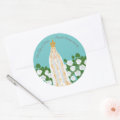 Our Lady of Fatima and white roses Classic Round Sticker | Zazzle