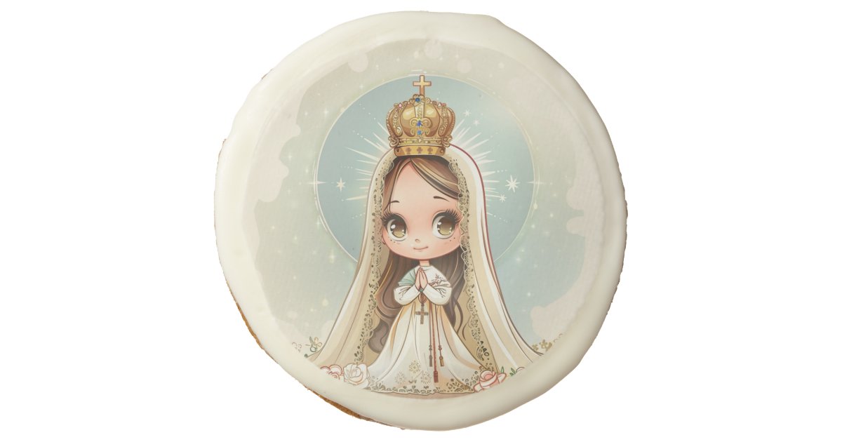 Our Lady of Fatima cute kawaii style Sugar Cookie | Zazzle