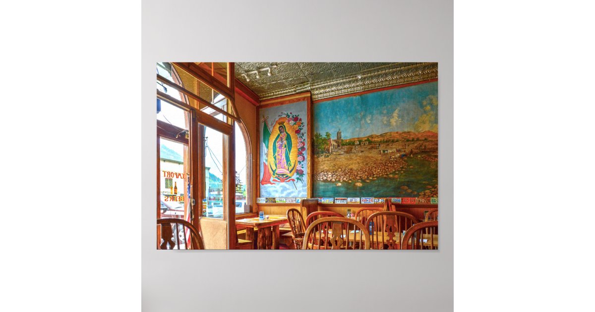 Our Lady of Guadalupe Mural in a Restaurant Poster | Zazzle
