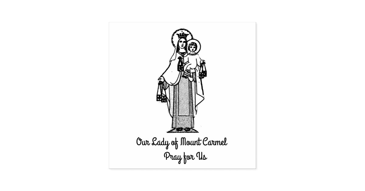 Our Lady of Mount Carmel w Scapular Rubber Stamp | Zazzle