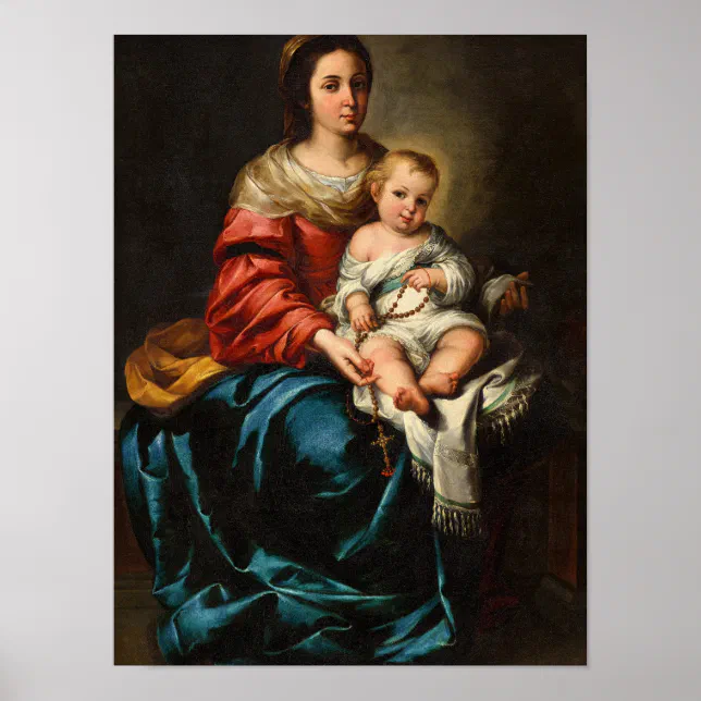 Our Lady of the Rosary by Bartolome Murillo Poster | Zazzle