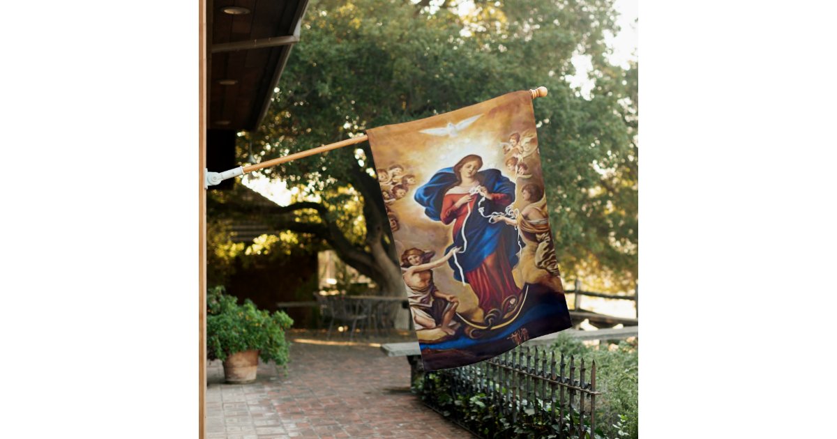 Our Lady Undoer of Knots House Flag | Zazzle