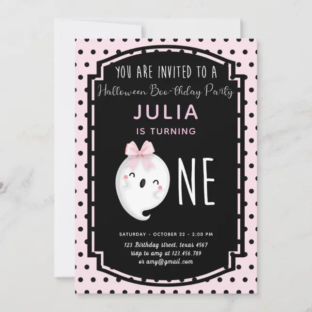 Our little Boo Girl First Birthday Invitation | Zazzle