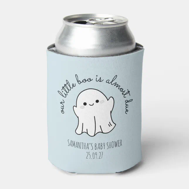 Our Little Boo Is Almost Due Boy Halloween Can Cooler | Zazzle