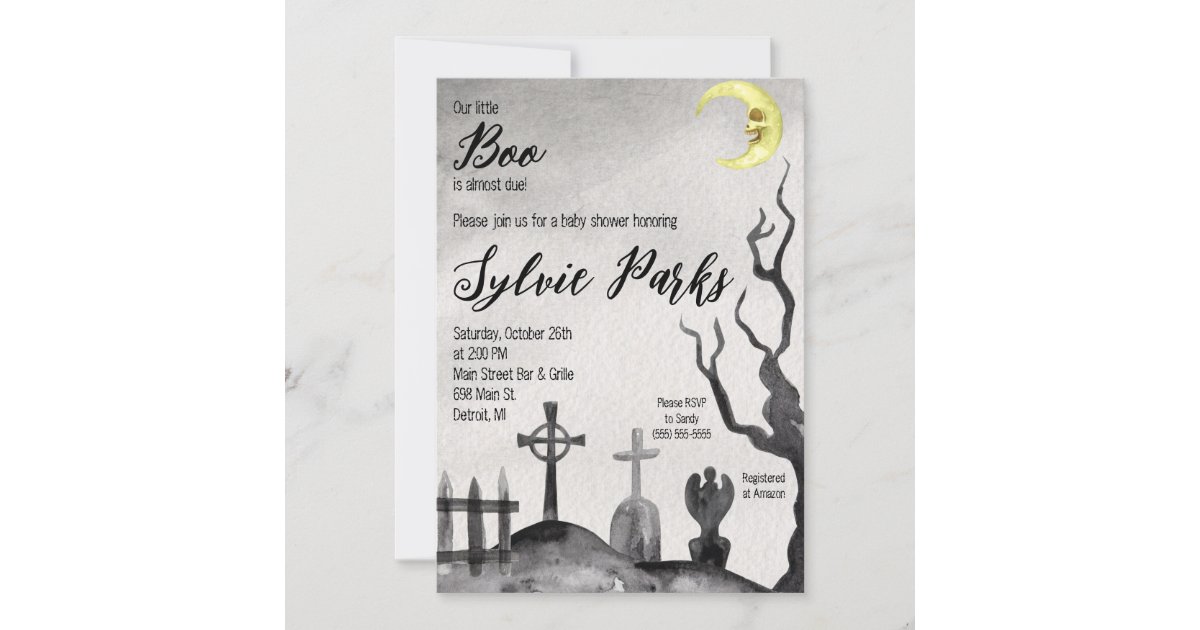 Our Little BOO is almost Due Graveyard Baby Shower Invitation | Zazzle