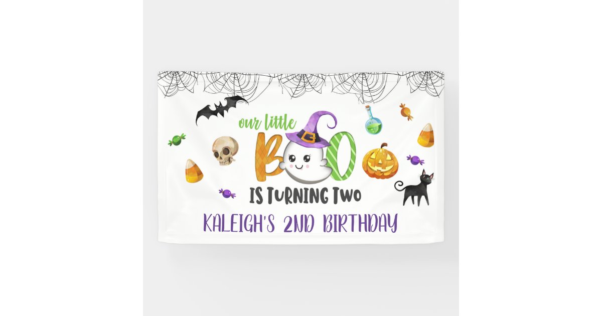 Our Little Boo is Turning TWO Birthday Banner | Zazzle
