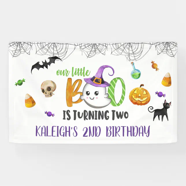 Our Little Boo is Turning TWO Birthday Banner | Zazzle