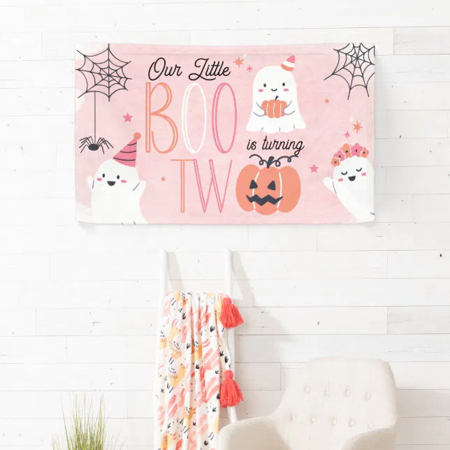 Our Little Boo Is Turning Two Birthday Banner | Zazzle