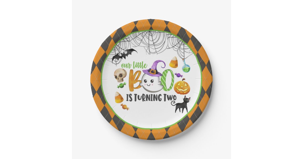 Our Little Boo is Turning TWO Birthday Party (2) Paper Plates | Zazzle