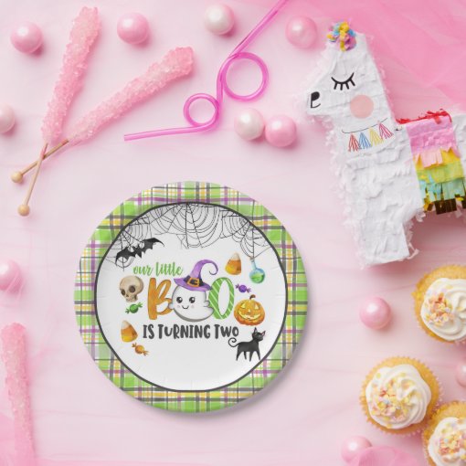Our Little Boo is Turning TWO Birthday Party Plate | Zazzle