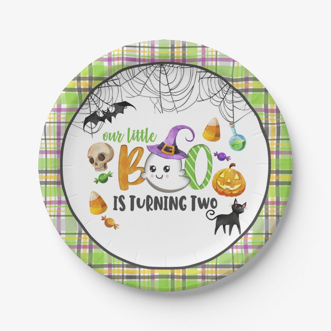 Our Little Boo is Turning TWO Birthday Party Plate | Zazzle