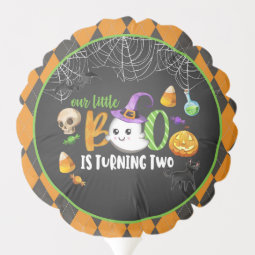 Our Little Boo is Turning TWO (Blk) Balloon | Zazzle