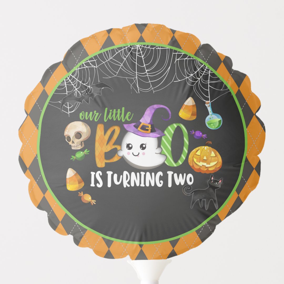 Our Little Boo is Turning TWO (Blk) Balloon | Zazzle
