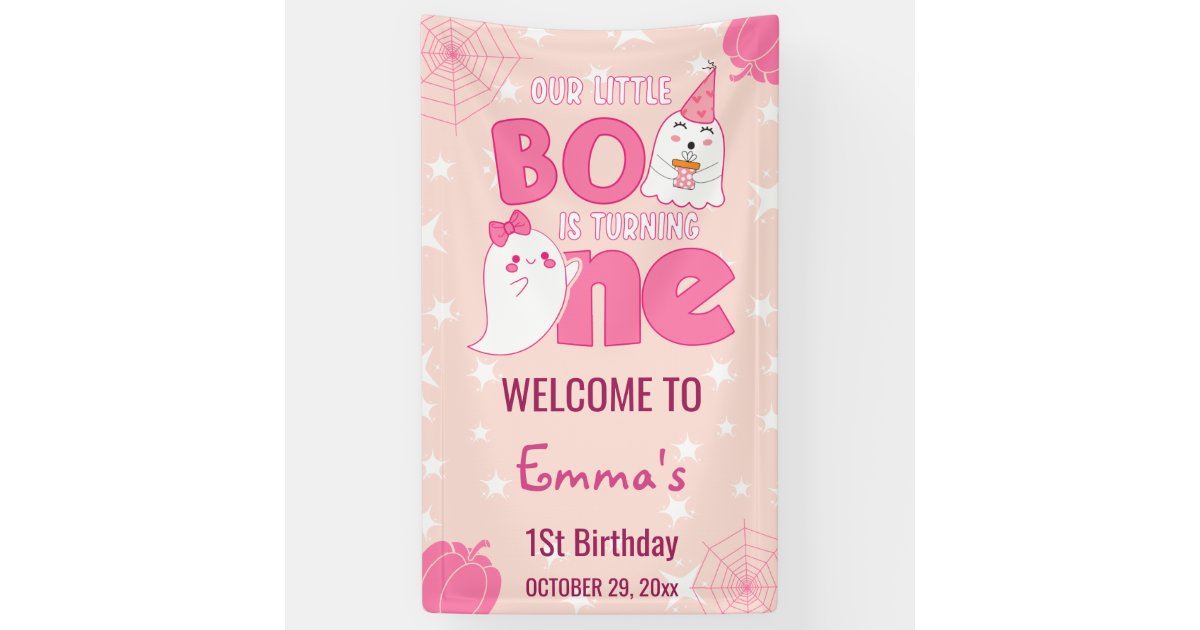 Our Little Boo Turning One, Halloween Welcome Banner | Zazzle