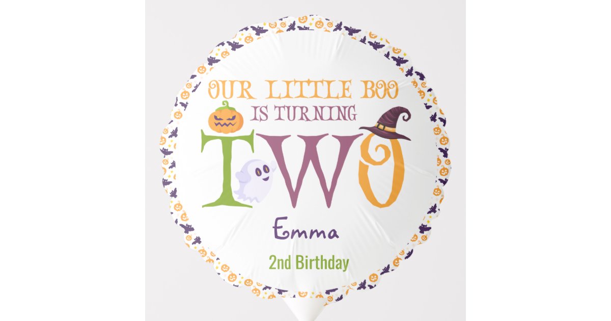 Our Little Boo Turning Two, Halloween 2nd Birthday Balloon | Zazzle