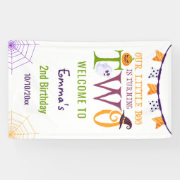 Our Little Boo Turning Two, Halloween 2nd Birthday Banner | Zazzle