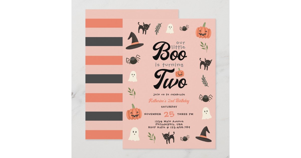 Our Little Boo Turning Two Halloween 2nd Birthday Invitation | Zazzle