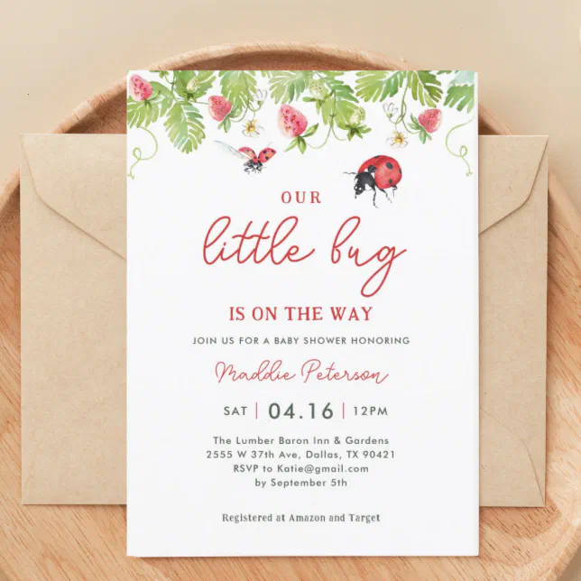Our Little Bug Girl Baby Shower Invitation | Zazzle