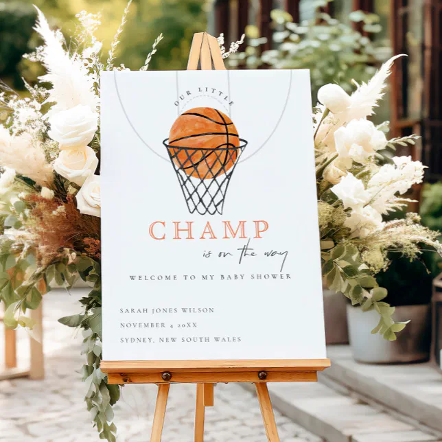Our Little Champ Basketball Baby Shower Welcome Foam Board | Zazzle