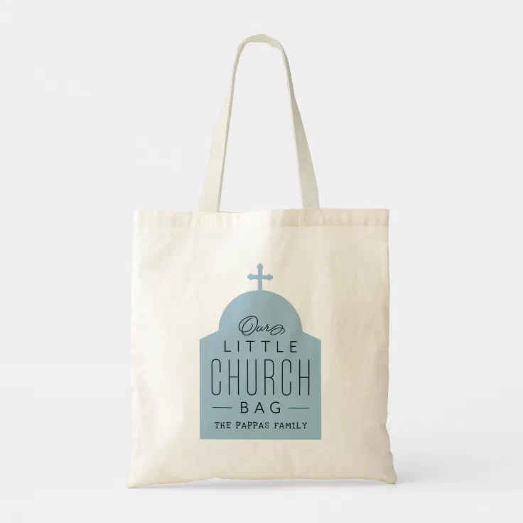 Our little church bag cute blue Orthodox dome tote | Zazzle