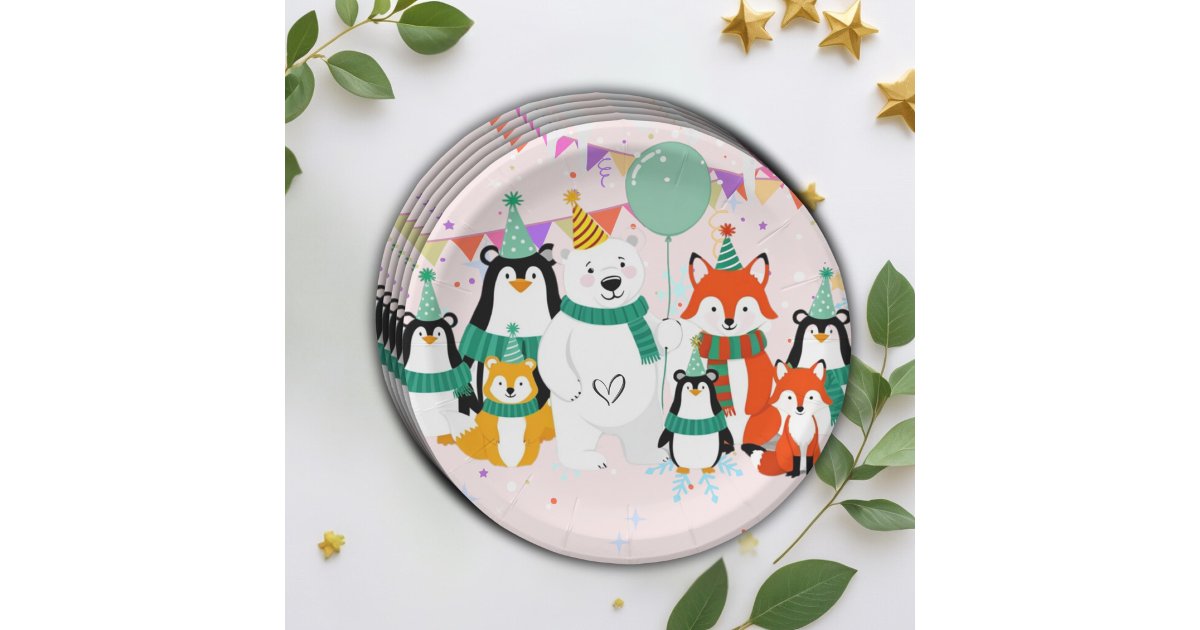 Our Little Cub | Arctic Animals Baby Shower Paper Plates | Zazzle