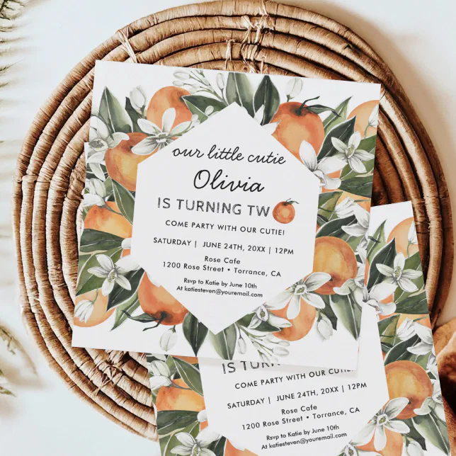 Our Little Cutie Turning Two 2nd Birthday Party Invitation | Zazzle