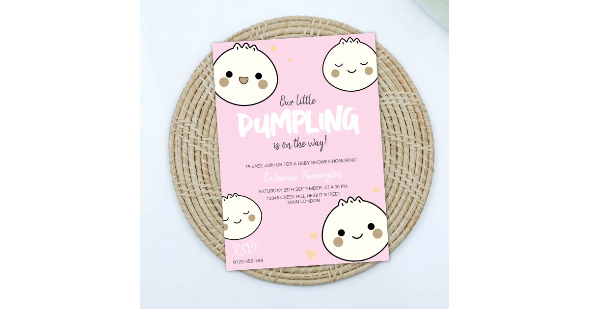 Our Little Dumpling Pink Girl Shower Invitation | Zazzle