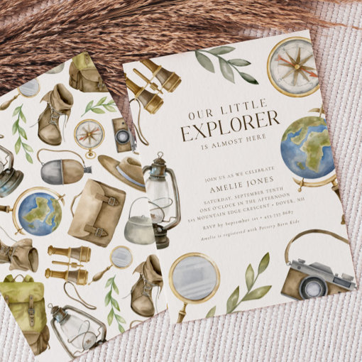 Our Little Explorer | Adventure Awaits Baby Shower Invitation | Zazzle