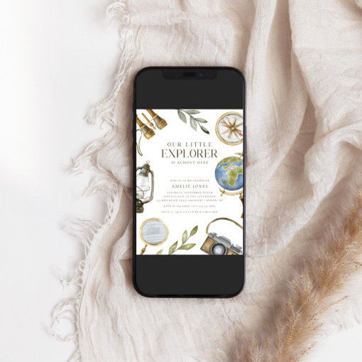 Our Little Explorer | Adventure Awaits Baby Shower Invitation | Zazzle