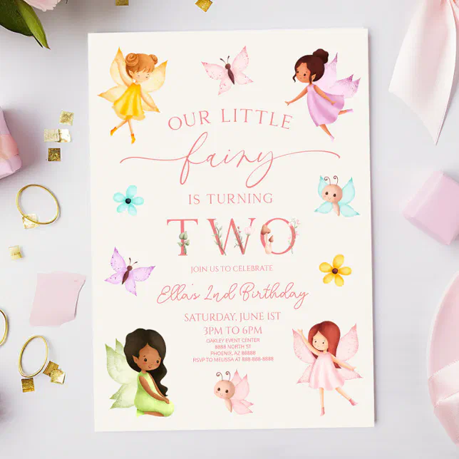 Our Little Fairy Enchanted 2nd Birthday Party Invitation | Zazzle
