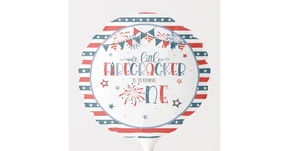 Our Little Firecracker 1st Birthday Balloon | Zazzle