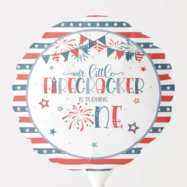 Our Little Firecracker 1st Birthday Balloon | Zazzle