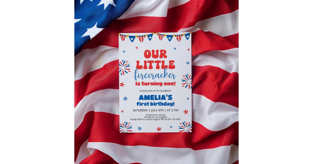 Our Little Firecracker 1st Birthday Party Invitation | Zazzle