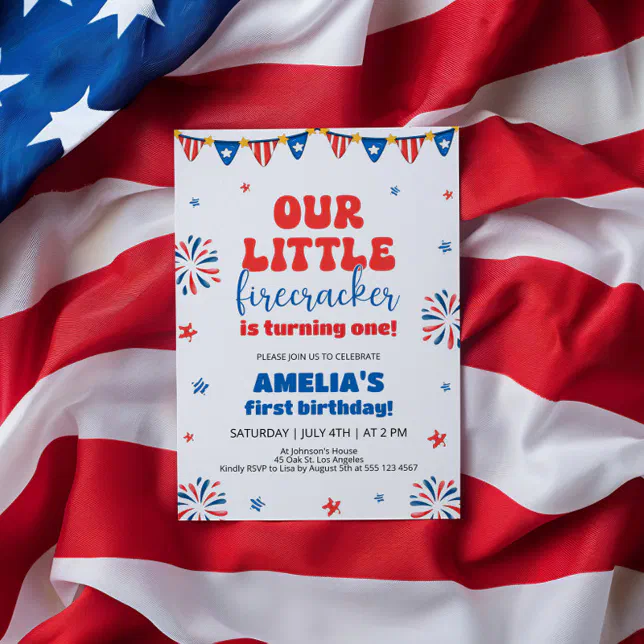 Our Little Firecracker 1st Birthday Party Invitation | Zazzle