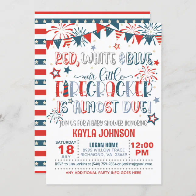 Our Little Firecracker is Almost Due Baby Shower Invitation | Zazzle