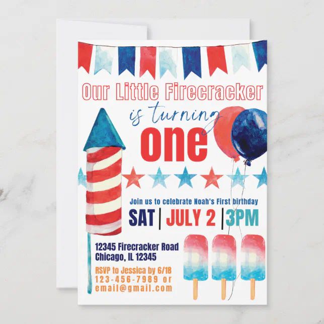 Our Little Firecracker is Turning One Invitation | Zazzle