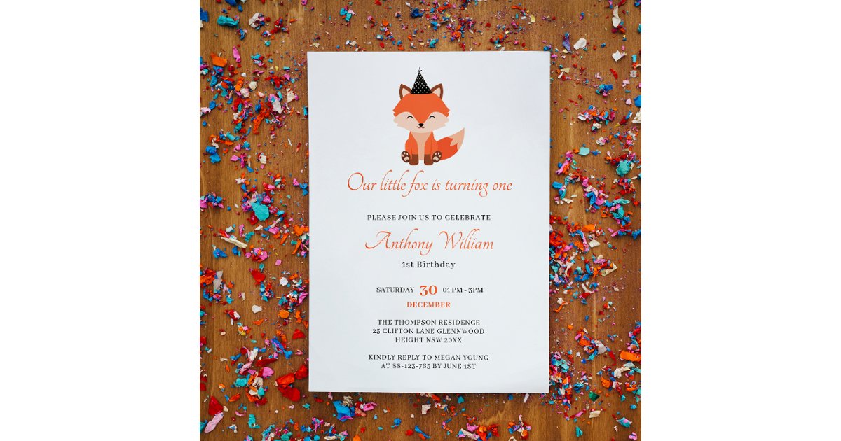 Our little fox Birthday Invitation | Zazzle