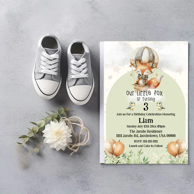 Our Little Fox Birthday Party Invitation | Zazzle