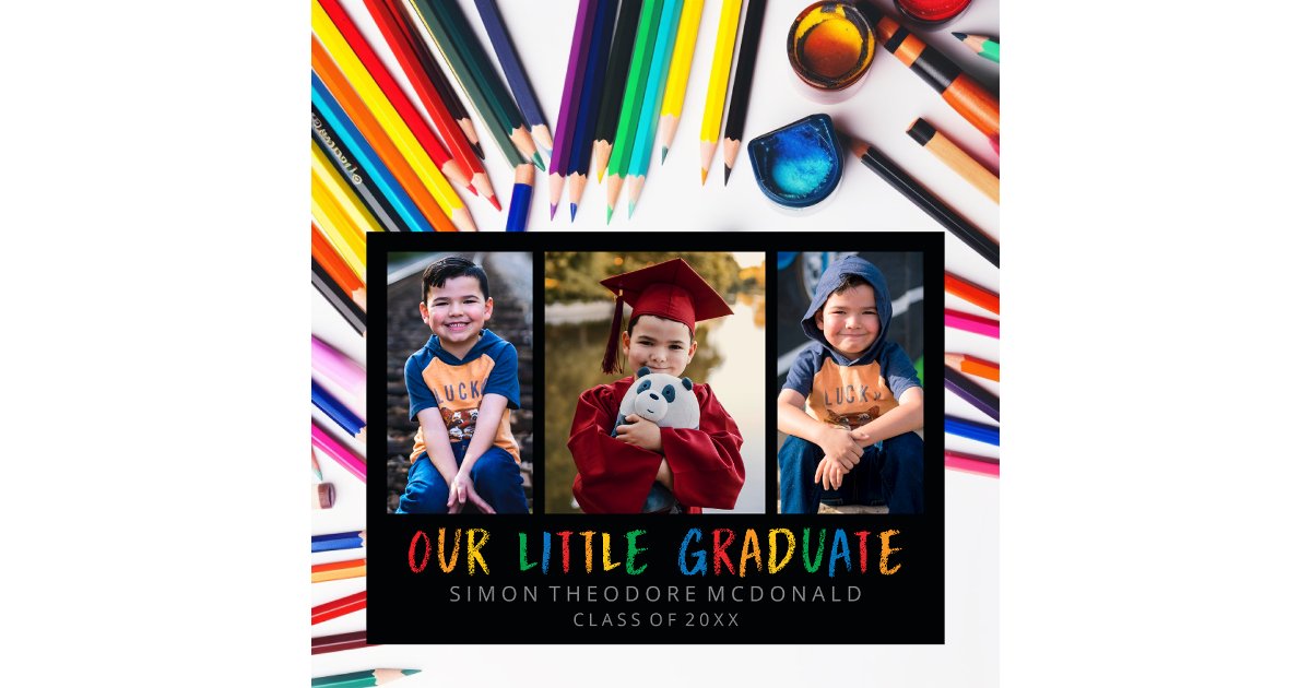 OUR LITTLE GRADUATE PHOTO COLLAGE GRAD INVITATION | Zazzle