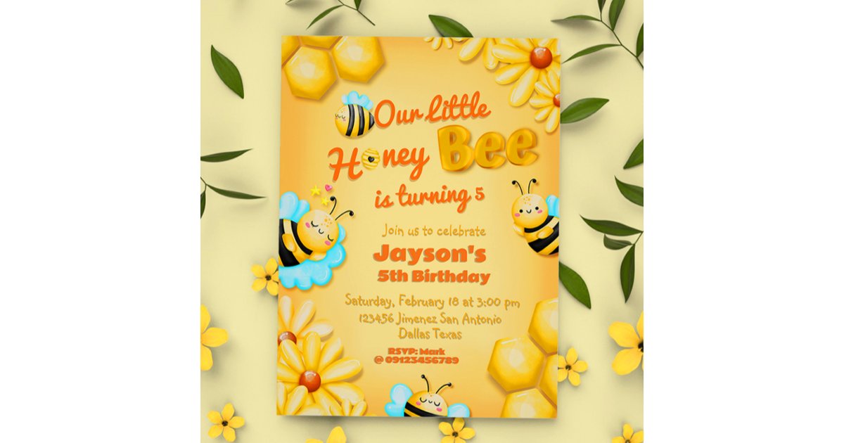 Our Little Honey Bee Birthday Invitation | Zazzle