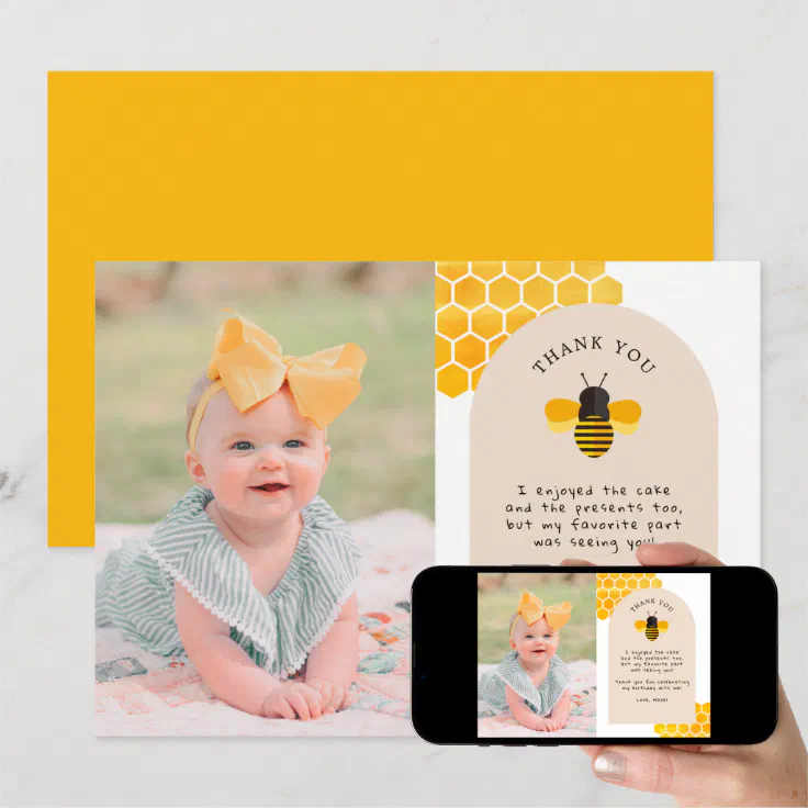 Our little Honey Bee Day Photo Thank You Cards | Zazzle